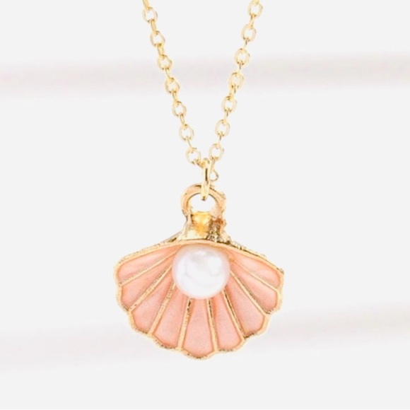 Jewelry | Pearl In Clam Shell Pink Enamel Seashell Mermaid Ocean Beachy ...